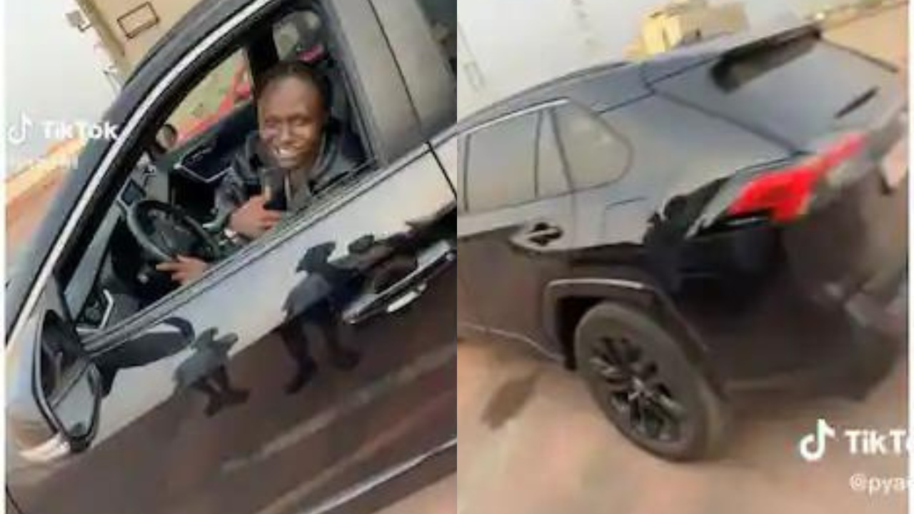 Rapper, Jay Bhad happily shows off his newly acquired Toyota Rav4 in a ...