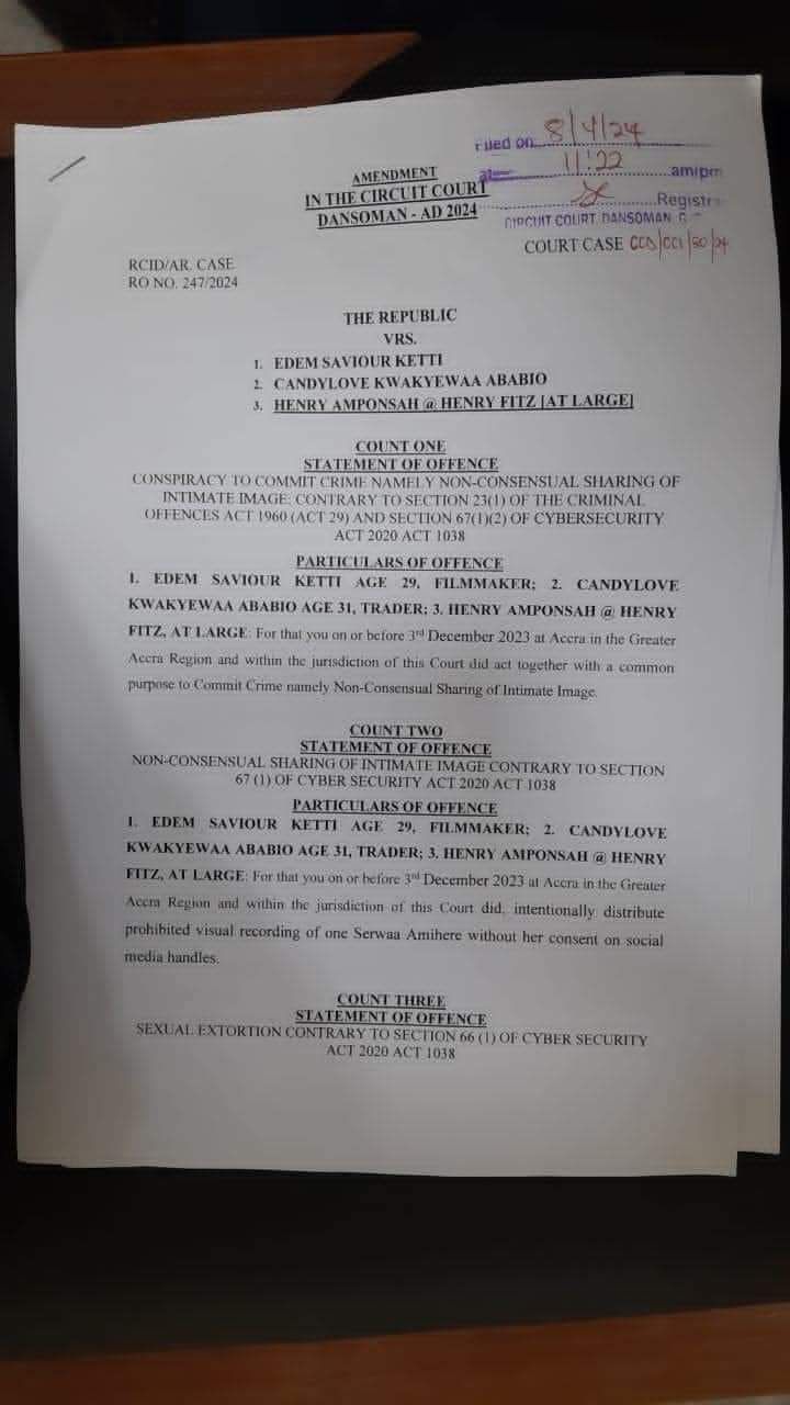 Henry Fitz, Others Face Four Counts Of Charges Over Serwaa Amihere’s Nu ...