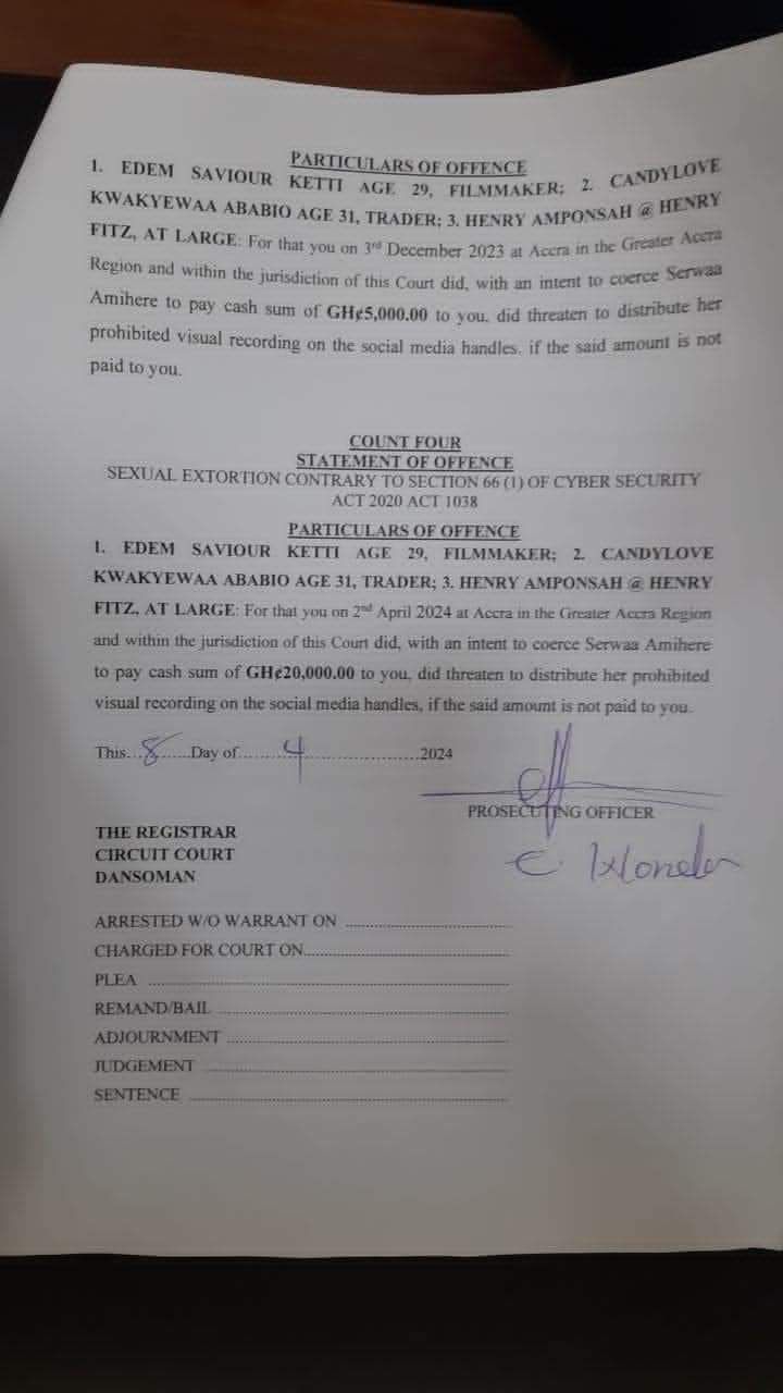 Henry Fitz, Others Face Four Counts Of Charges Over Serwaa Amihere’s Nu ...