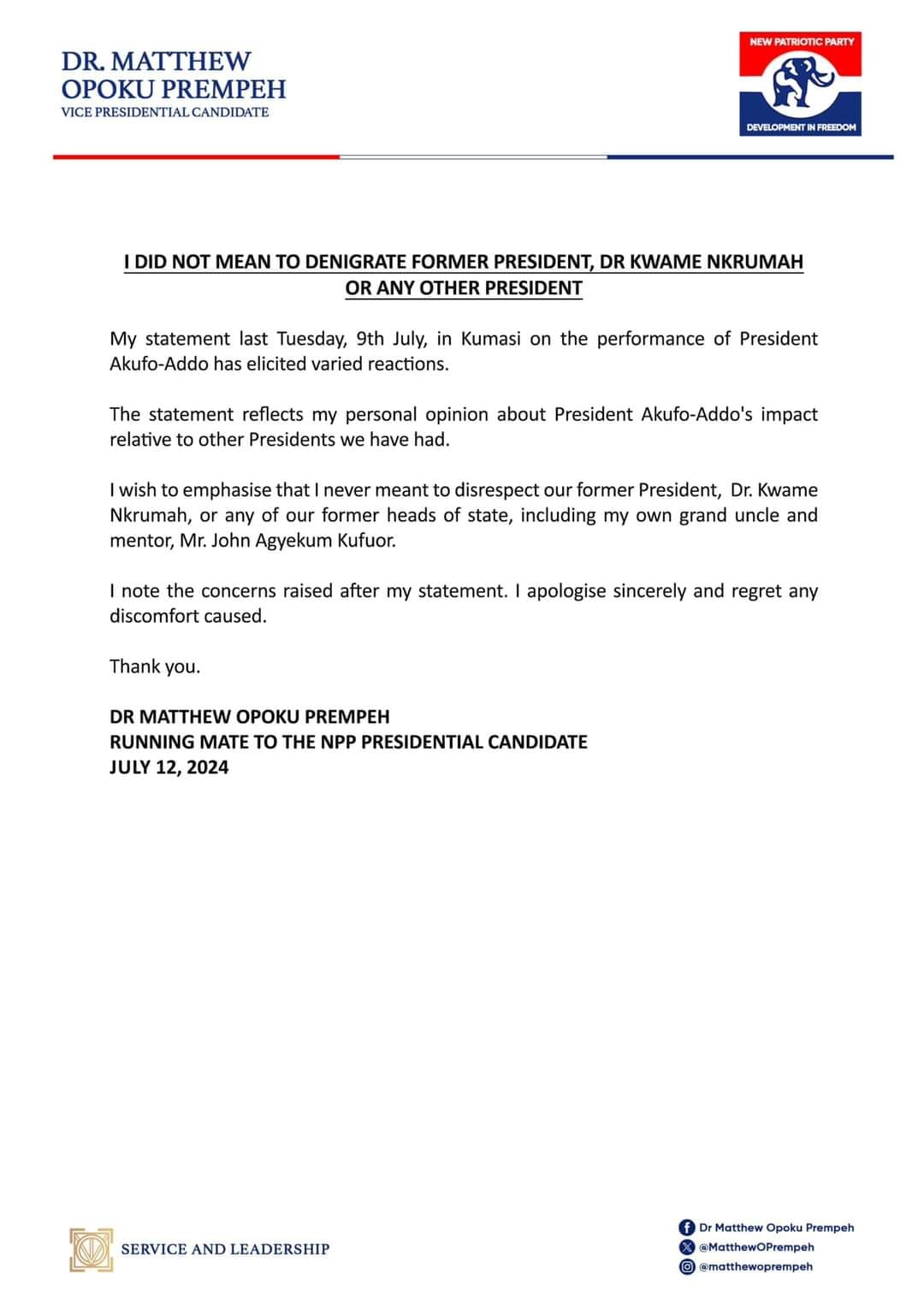 NAPO finally apologizes for his comments about Dr Kwame Nkrumah ...