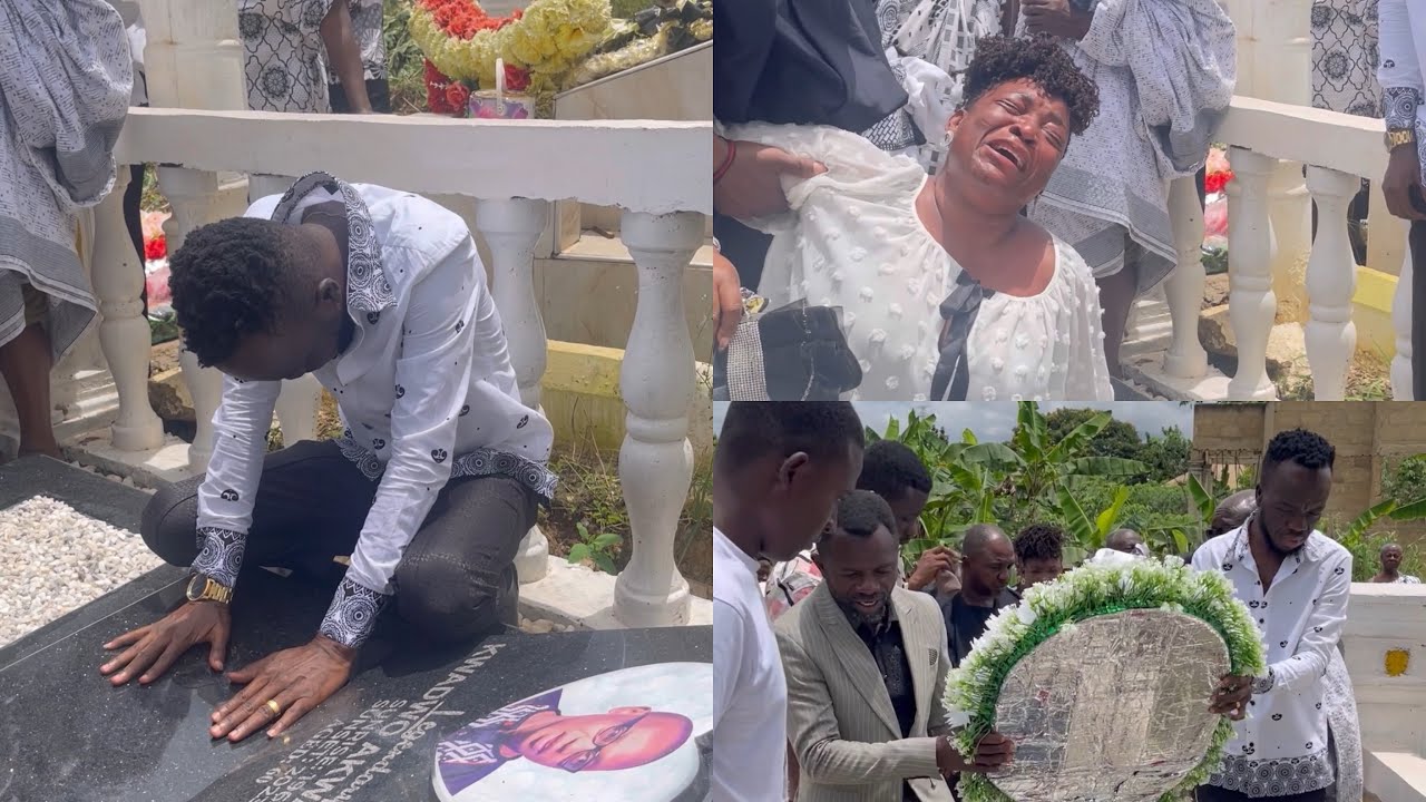 Akwaboah And Sister Breakdown In Tears During A Visit To Their Father’s Tomb A Year After His ...