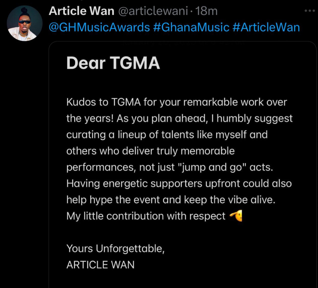 Article Wan Urges TGMA Organizers To Curate Talented Artistes Like ...