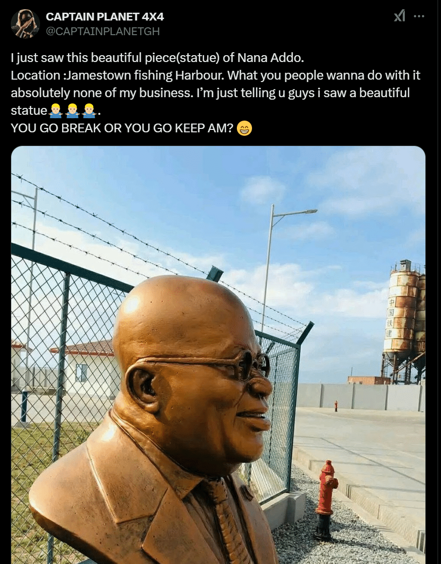 Captain Planet lands in trouble over his tweet about Nana Addo’s statue ...