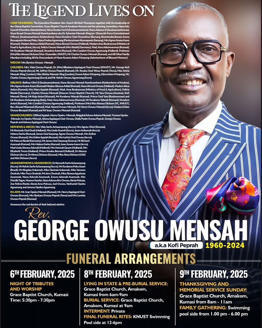 Funeral Arrangements For Late Gospel Singer Rev. George Owusu-Mensah ...