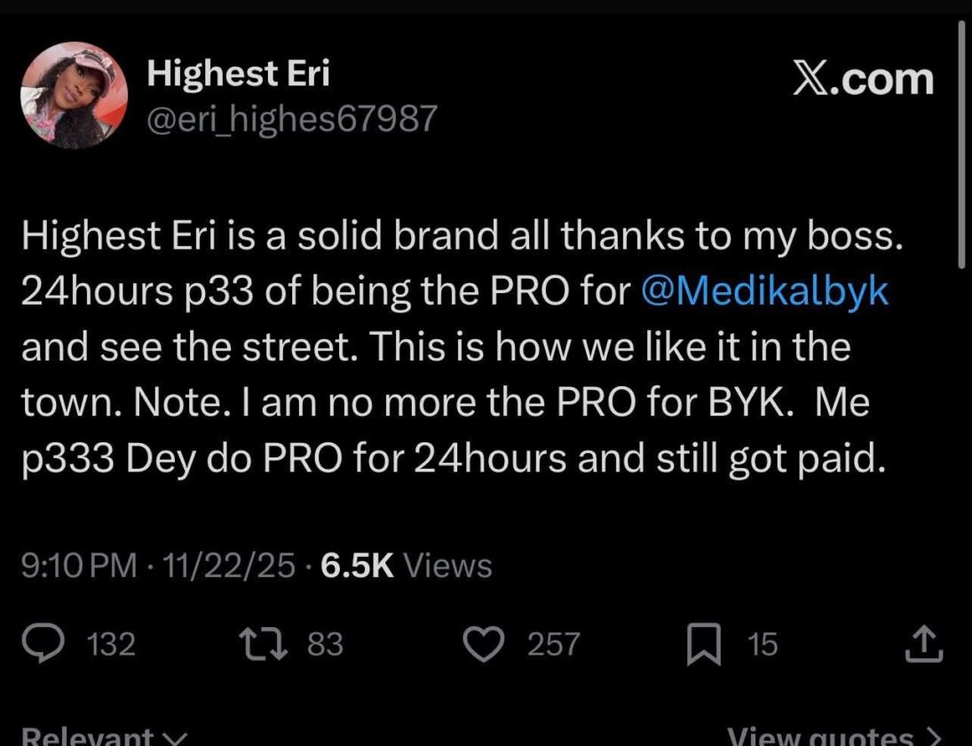 Highest Eri Announces She Is No Longer The P.R.O. For Beyond Kontrol Just 24 Hours After Her ...
