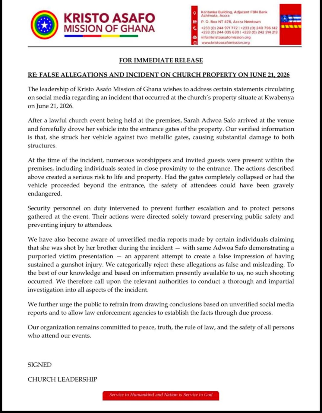 Kristo Asafo Leadership Dismisses Reports of Adwoa Safo Shooting ...