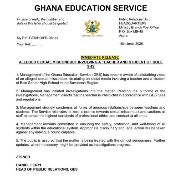 GES interdicts Bole SHS teacher in viral video - ZionFelix.net